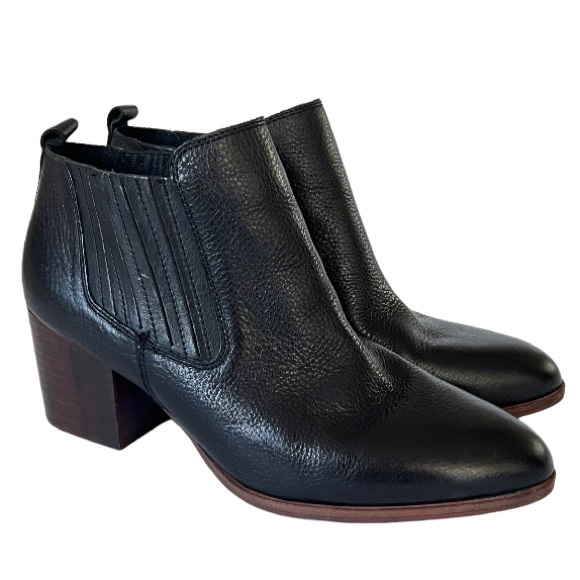 Isola | Shoes | Isola Black Leather Ankle Boots With Block Heel Womens ...